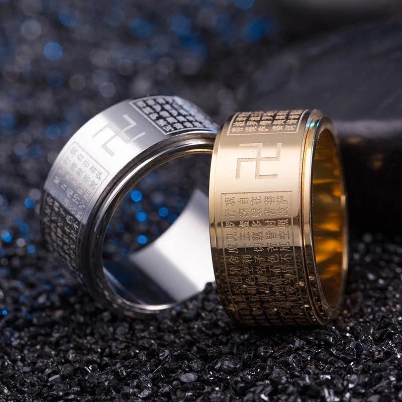 Prajna Parami Heart Sutra Ring Wide Version Ring Rotatable Rotatable ...