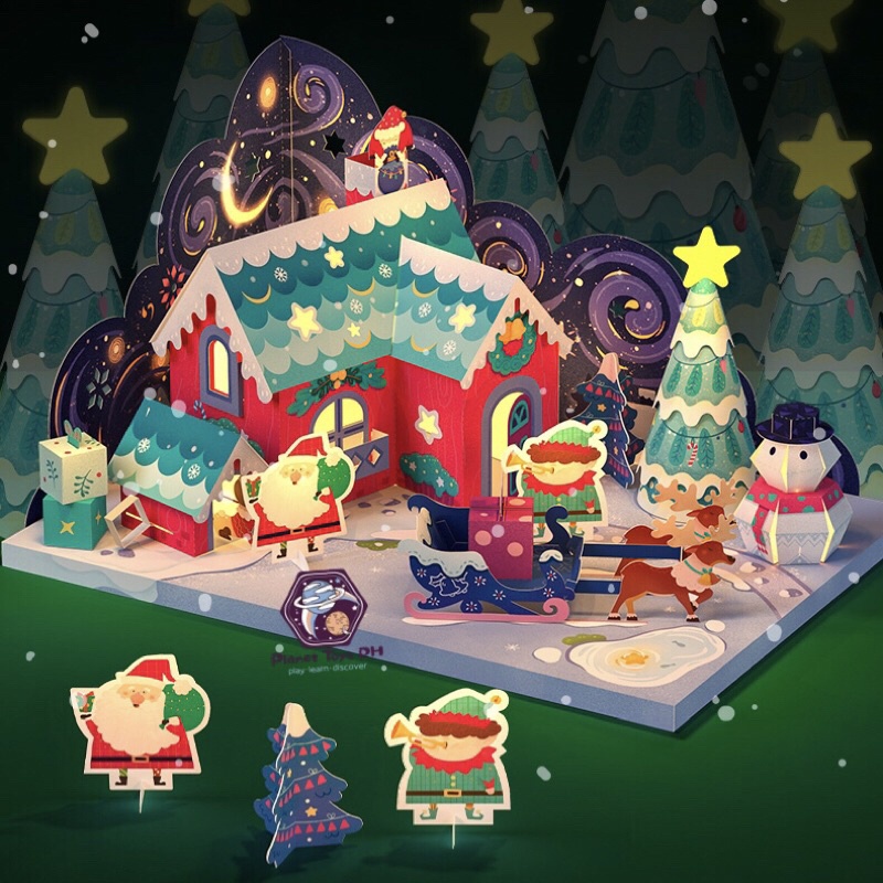Mideer DIY 3D Christmas Cottage with FREE YELLOW LIGHT 10 in 1 Origami ...