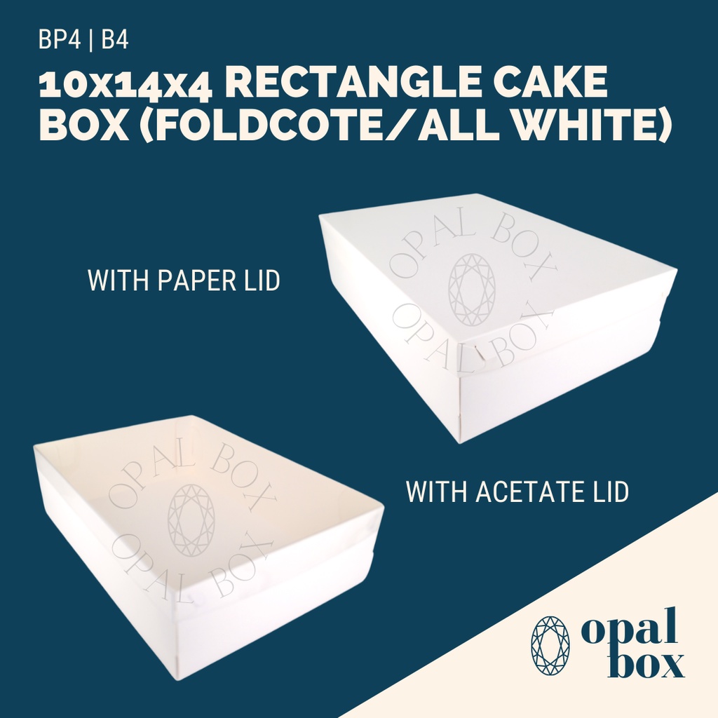 Opal Box | 10x14x4 WHITE RECTANGLE CAKE BOX | Shopee Philippines