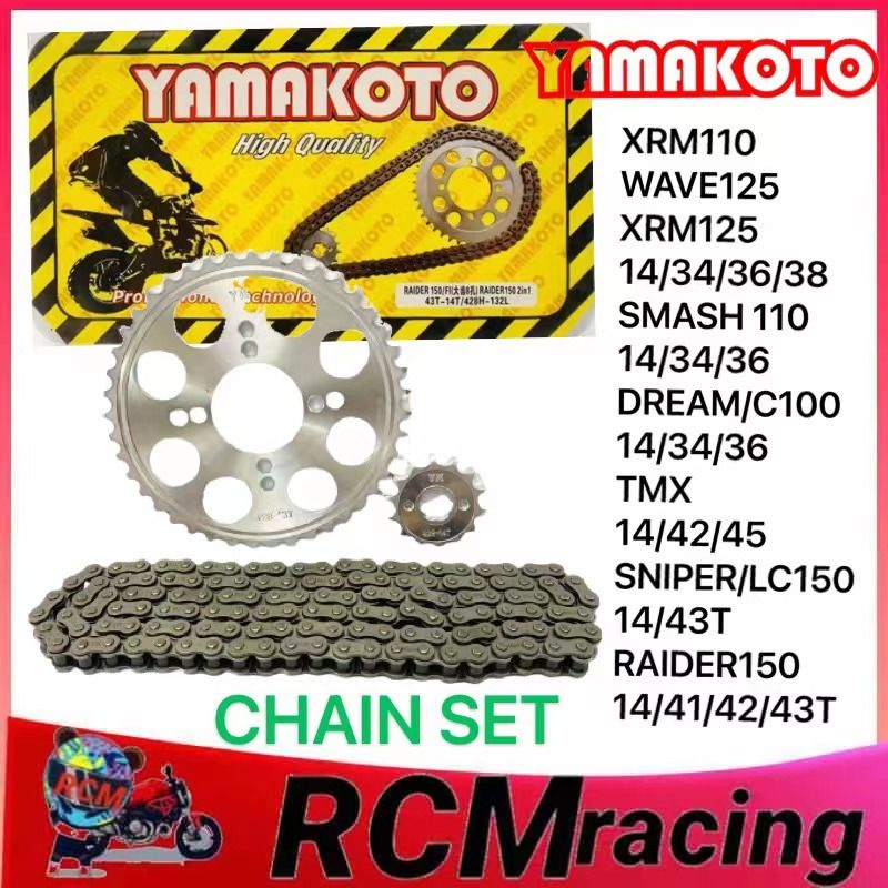 Chain Set Sprocket Yamakoto for Xrm WAVE125 Smash Dream TMX Raider 150 ...