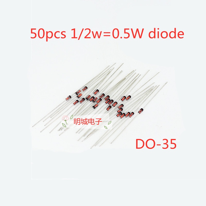 50pcs BZX55C 1/2w = 0.5W Zener diode DO-35 2.4V/3V/3.3V/4.7V/5.1V/7.5V ...