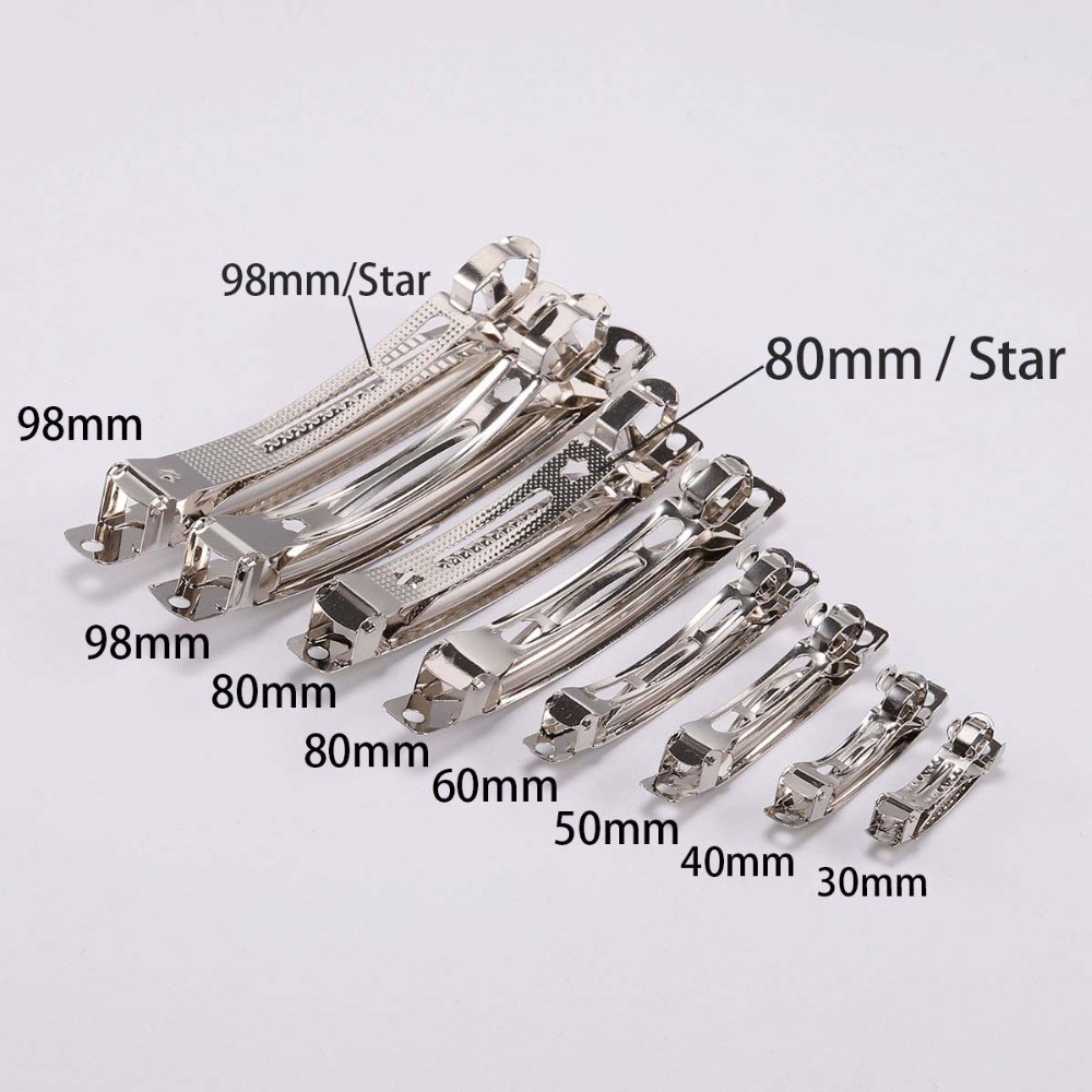 10PCS Rhodium Hair Clips - 3/4/5/6/8/9.8cm Spring Clasps for DIY ...