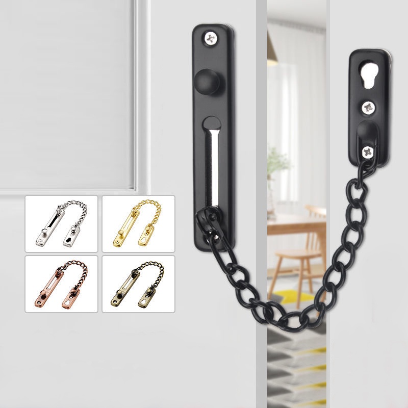 (COD) 1pcs Door Chain Lock Stainless Steel Security Chain Guard Spring ...