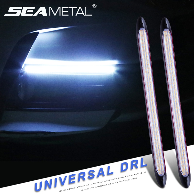 SEAMETAL 2Pcs 12V DRL Car Light LED Strip Flexible White Yelllow ...