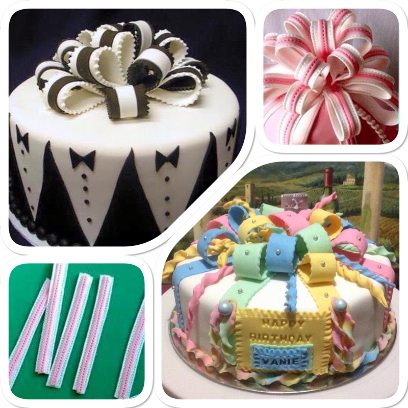 Edible Cake toppers (Ribbon Strips) fondant 6 pcs 5x3/4” | Shopee ...