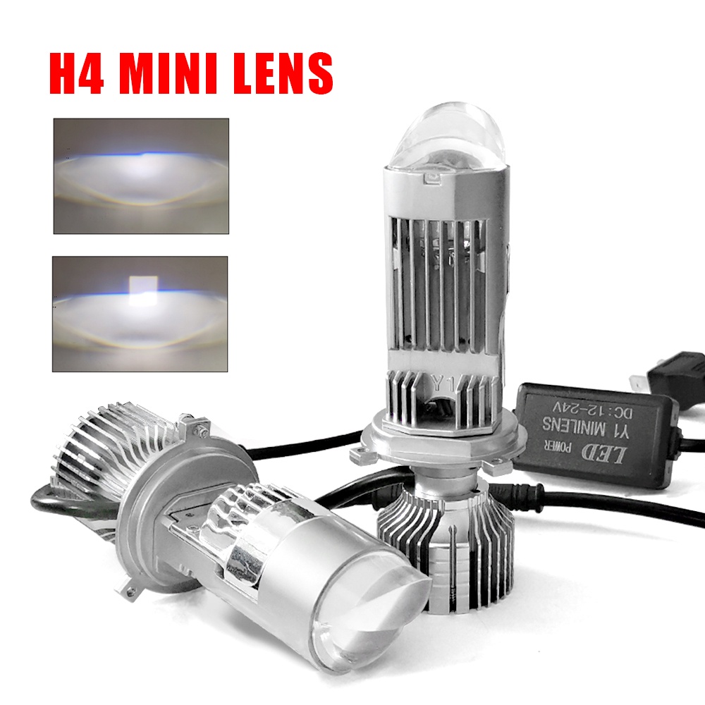 H4 LED Mini Lens Projector 12V 24V 100W 6000K White 16000LM Car ...