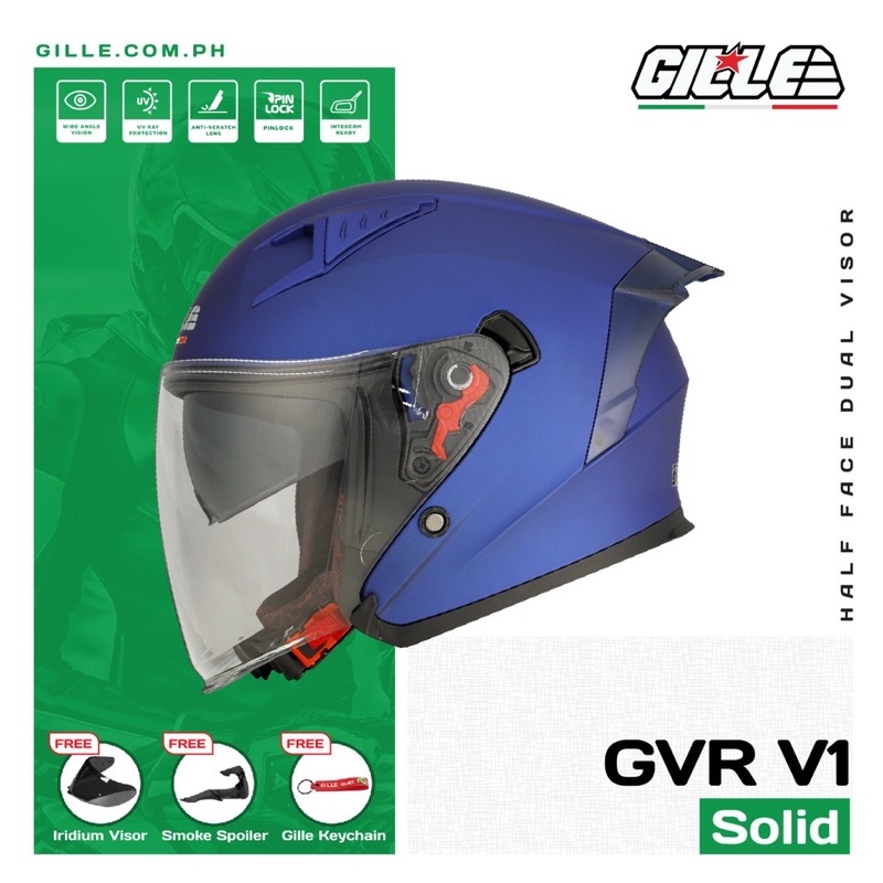 GILLE GVR V1 HALF FACE DUAL VISOR WITH LOTS OF FREEBIES | Shopee ...