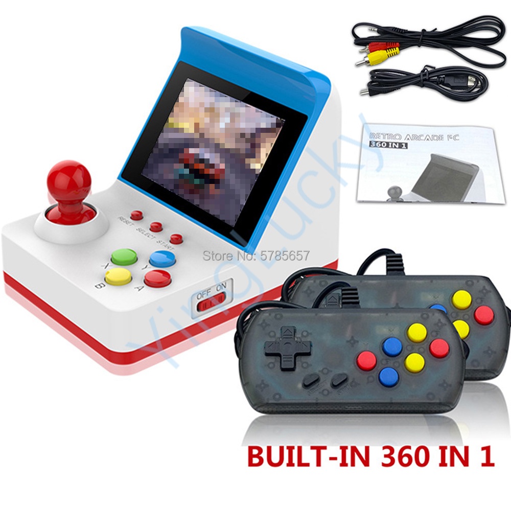 Mini arcade machine 3 inch retro video game built-in 360 classic game ...