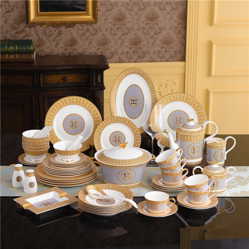 Luxury Elegant Gold Designer Inspired Dinnerware Set Collection With ...