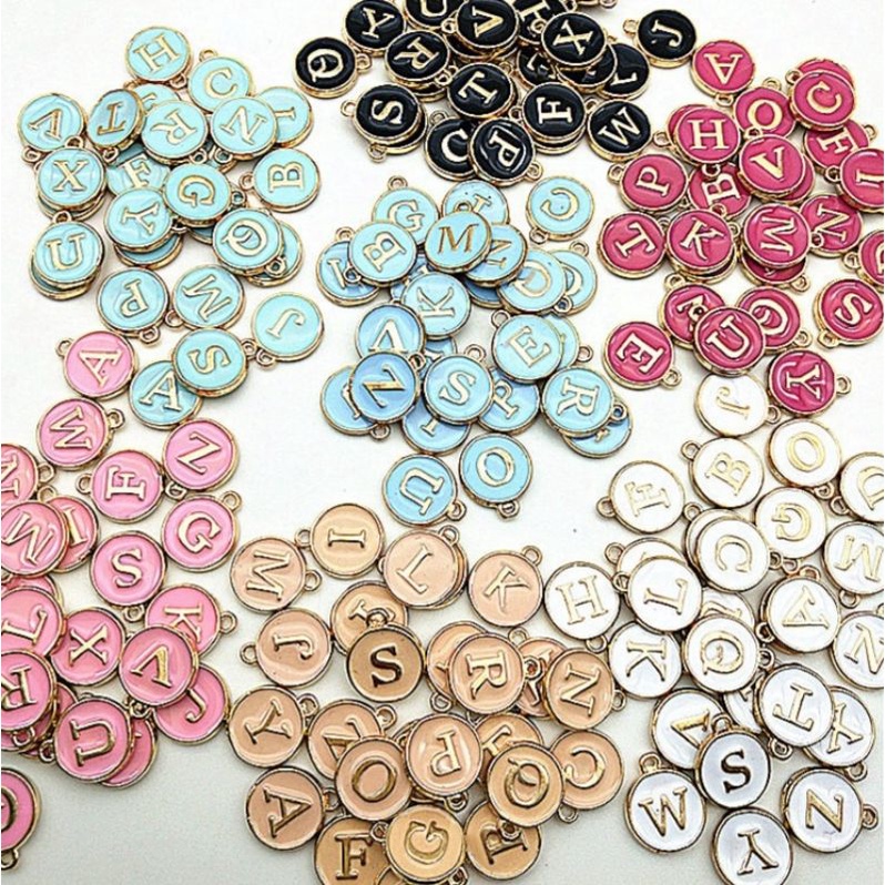 Letter Pendant 26 pcs/Set Initials Alphabet Round Shape 12x14mm ...