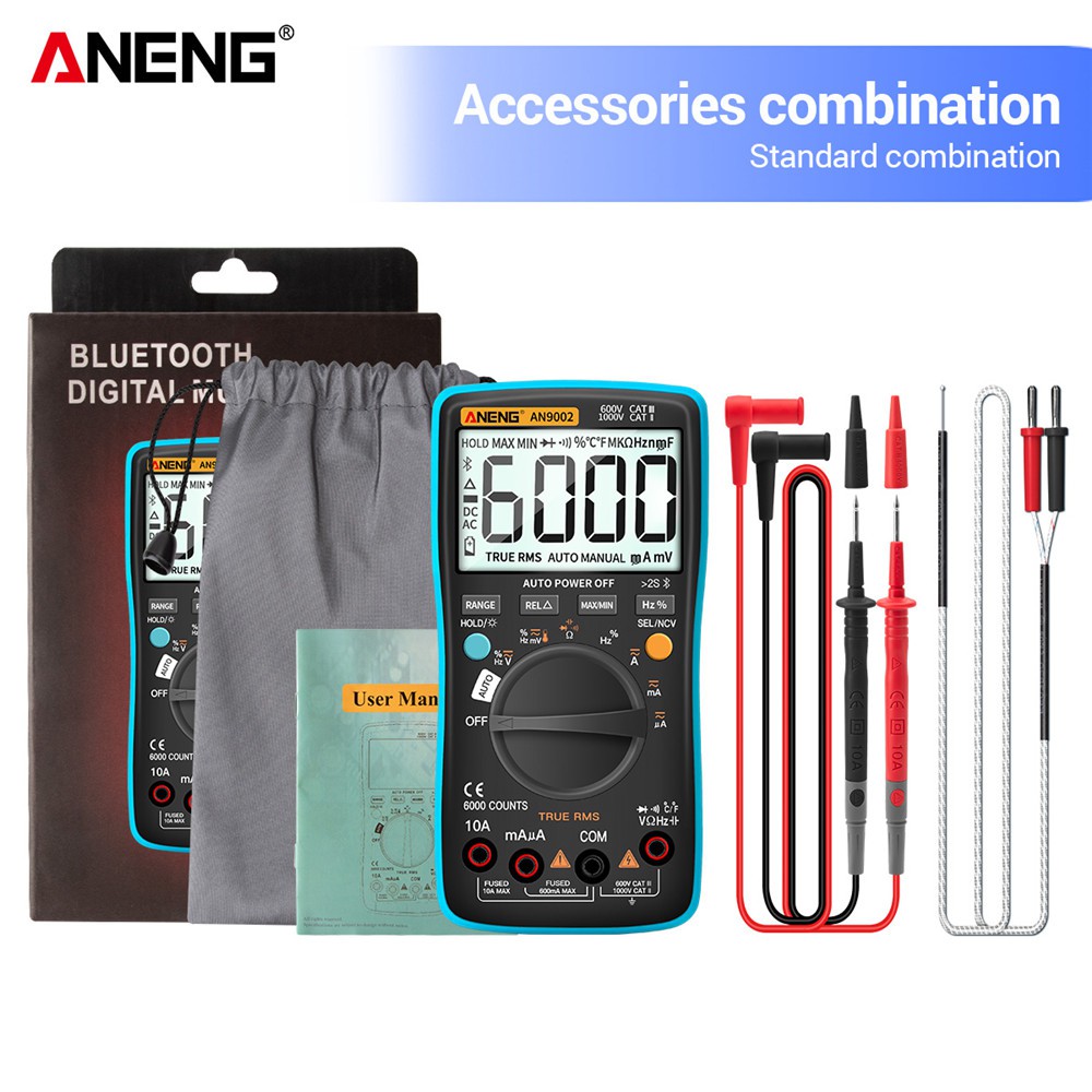 Aneng An9002 Multimeter Digital Bluetooth, Tester Tegangan Arus Ac/Dc ...