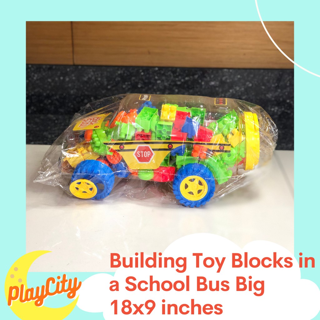 Building Toy Blocks in a School Bus Big 18x9 inches [PlayCity] | Shopee ...