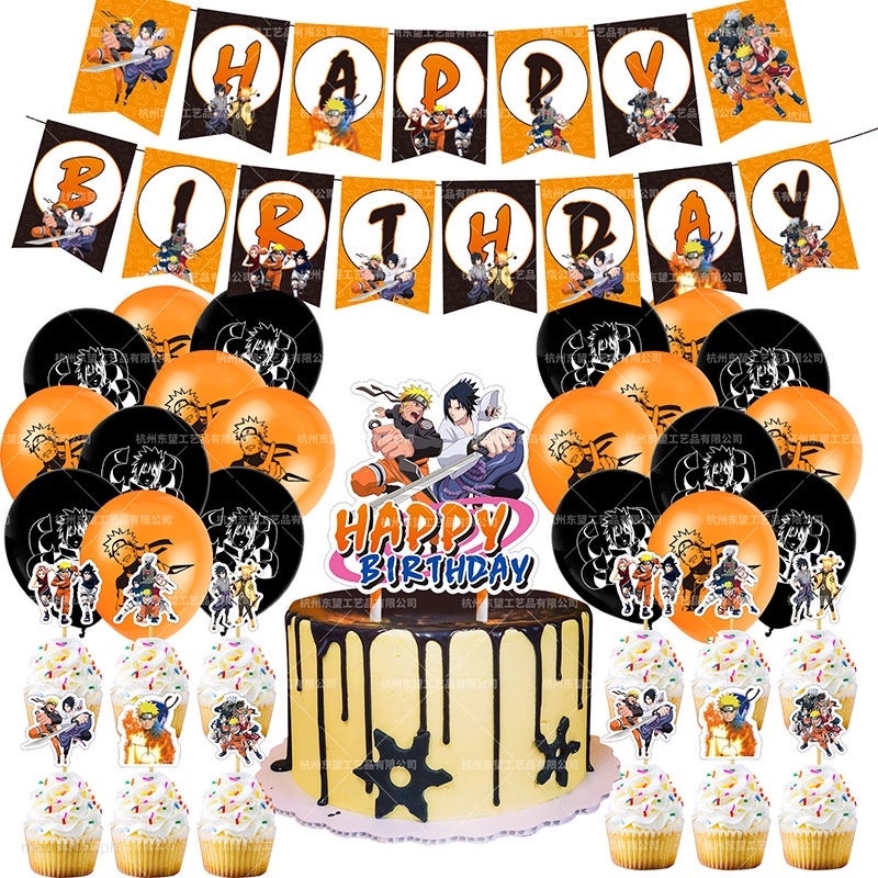 NARUTO Theme Birthday Party Decorations Set Happy Birthday Banner Anime ...