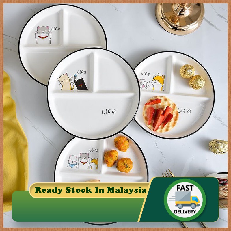 Ceramic tableware plate keto diet plate Pinggan Suku-Suku Separuh ...
