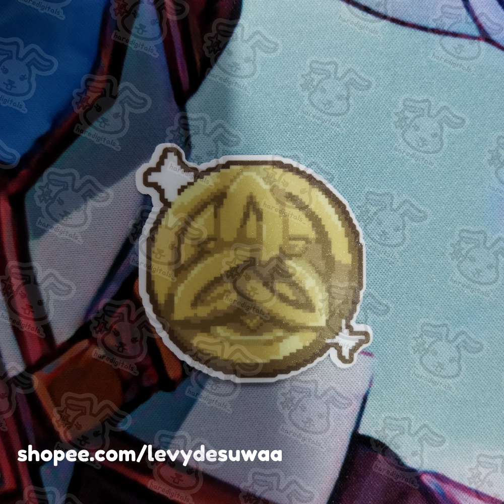 Genshin Impact Mora Pixel Art Water-resistant Vinyl Glittered Sticker ...