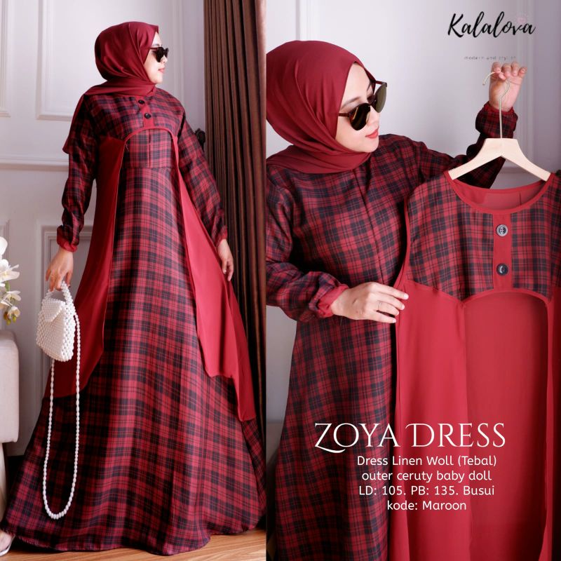 Zoya Maxy Dress Ori / Nice Adult Gamis Ori, Thick Wool Linen Mix Ceruth ...