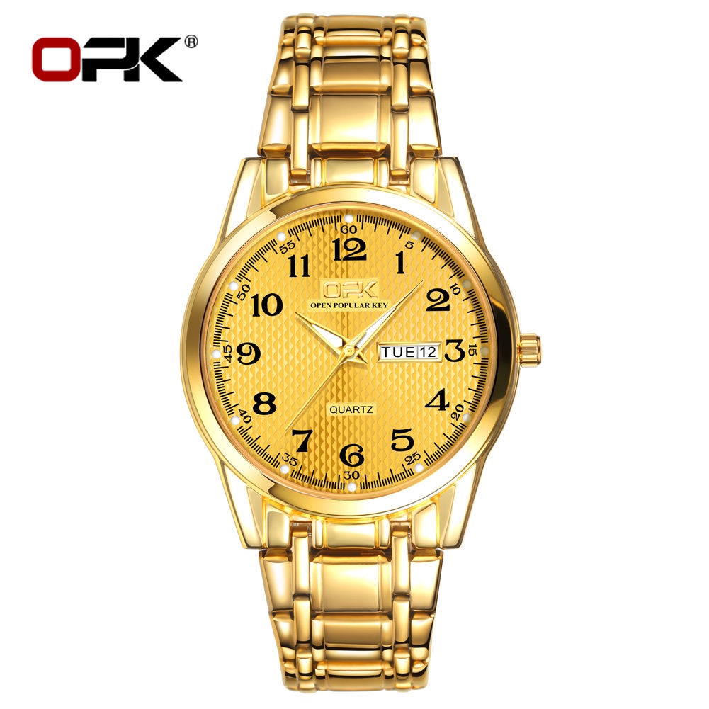OLEVS Watch For Men Quartz Original Waterproof Gold Sliver Calendar ...