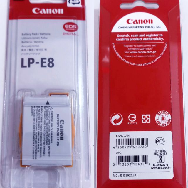 Genuine Canon LP-E8 Battery | Shopee Philippines