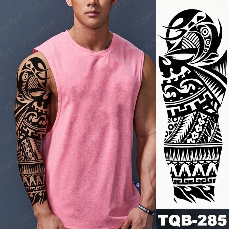Large Arm Sleeve Tattoo Black Maori Totem Waterproof Temporary Tatoo ...