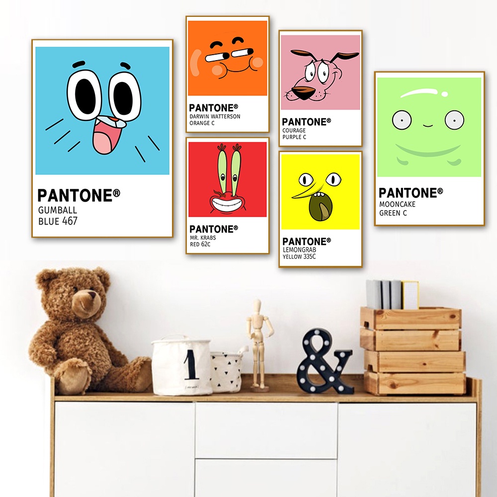 Pantone Color Wall Art Nursery Decor Poster Colorful Cartoon Expression ...