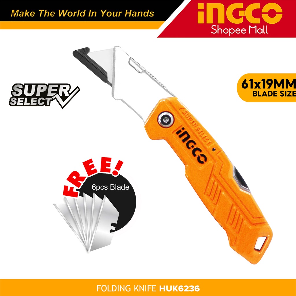Ingco Folding Knife Cutter Cutting Blade With 6pcs Blade HUK6236 IHT ...