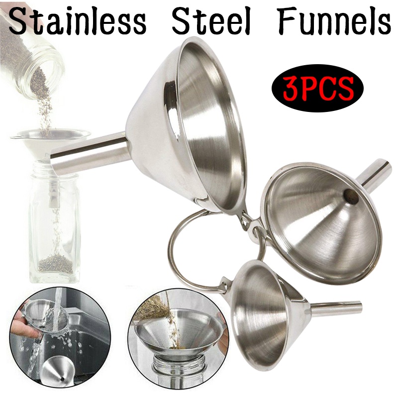 3PCS Stainless Steel Funnels Canning Detachable Strainer Filter Mini ...