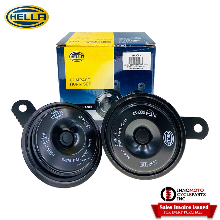 HELLA Compact Horn Set (1pc-350Hz / 1pc-420Hz) 111dB / 3AM 01 1225-801 ...