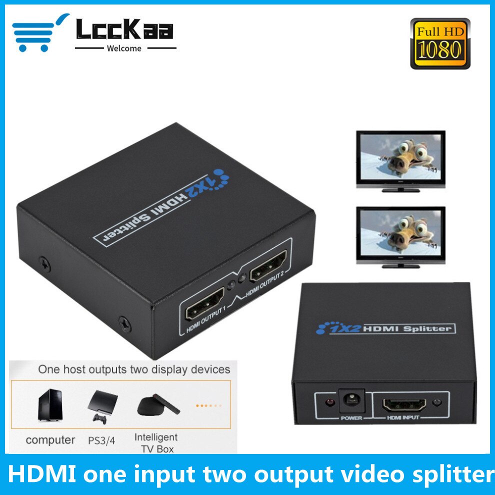 HD Splitter HDMI One In Two Switch Output Amplifier 2 1X2 Female Signal ...