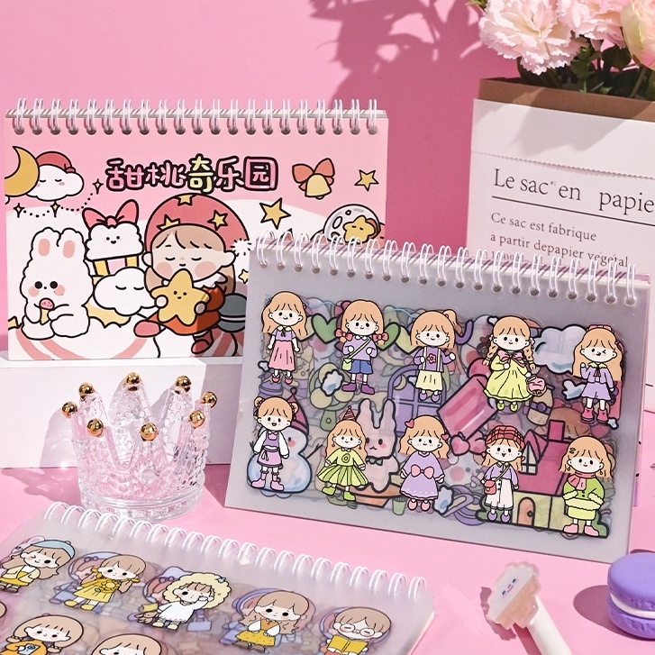 50 pages non-repeating waterproof and cutting-free stickers girl's ...