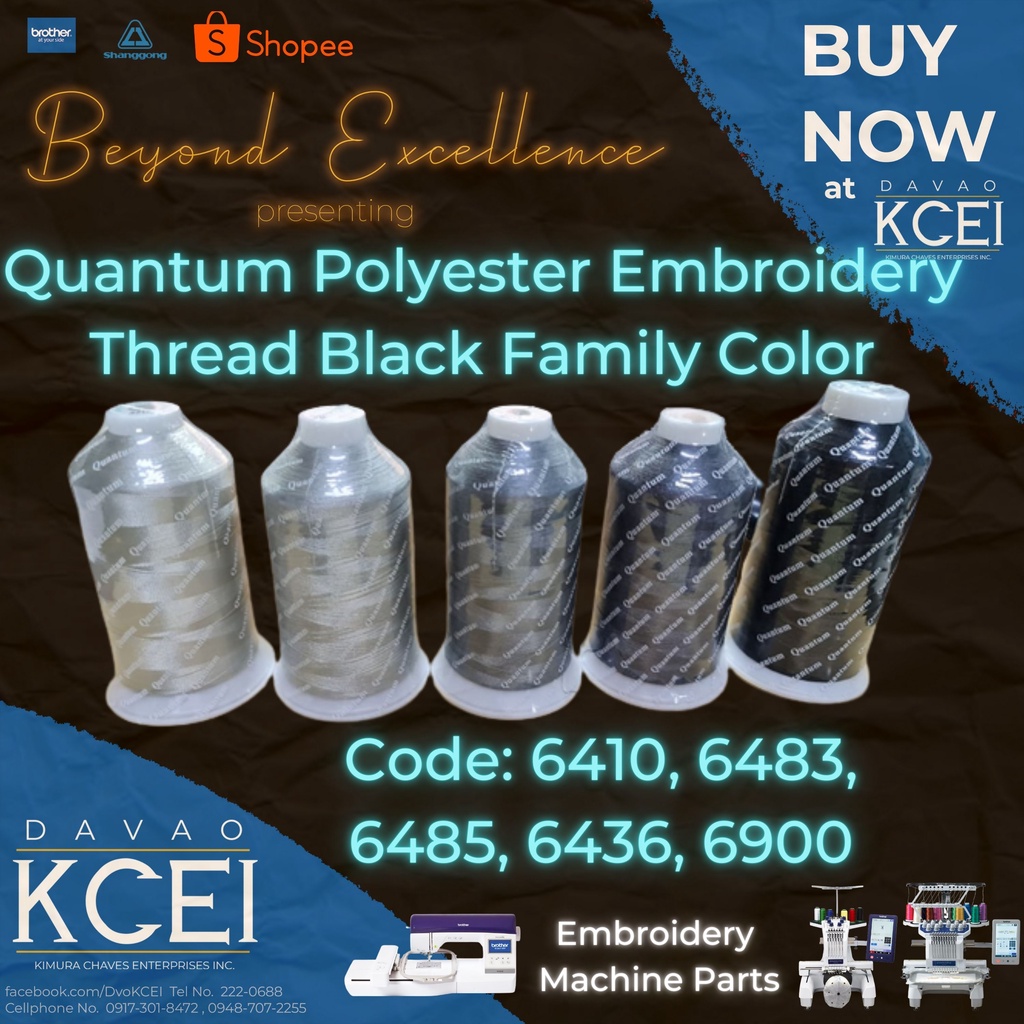 Quantum Polyester Embroidery Thread Black Family Color (5,000 meters ...