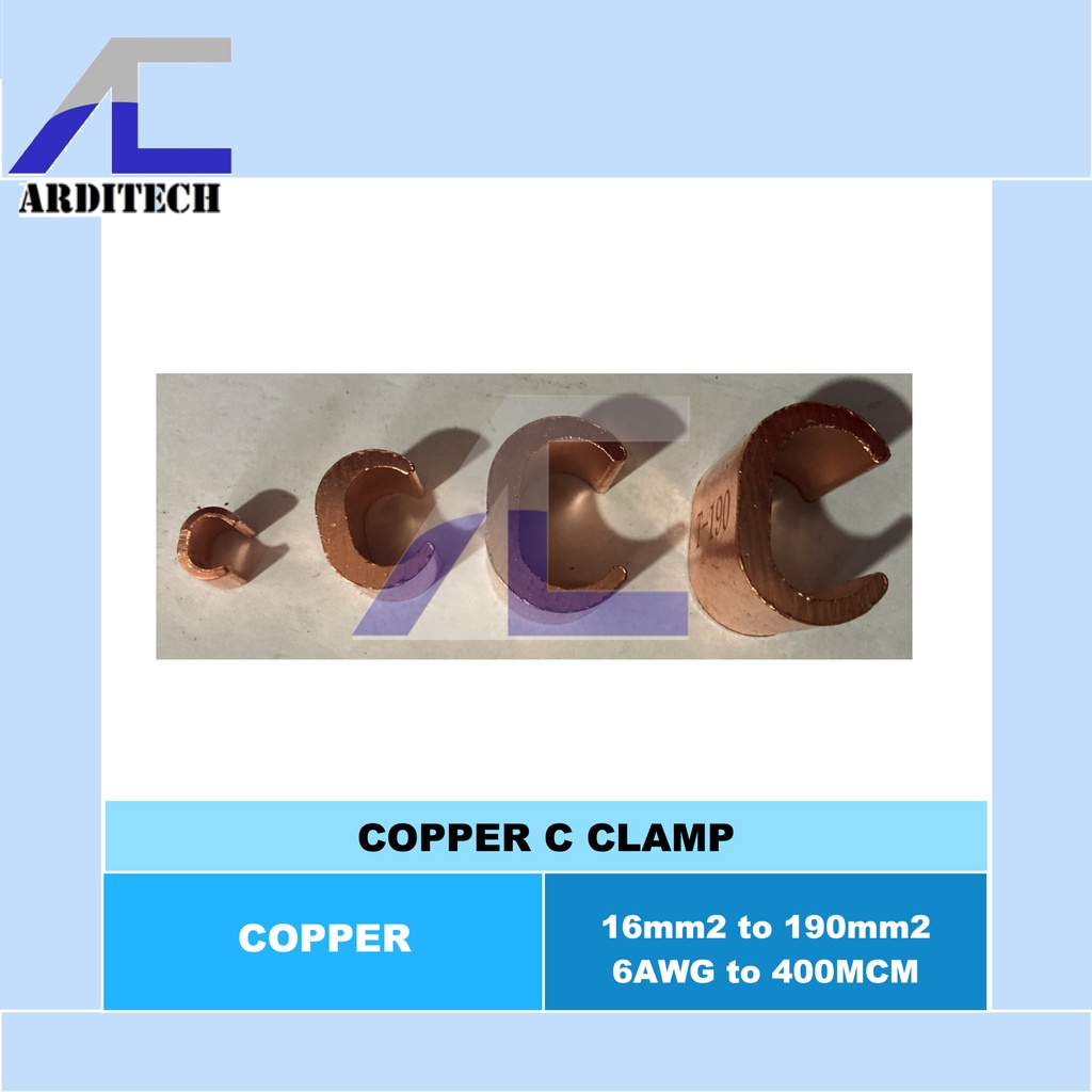 Copper C Clamp Connector | 120mm2 to 190mm2 | 4/0 to 400mcm | Shopee ...