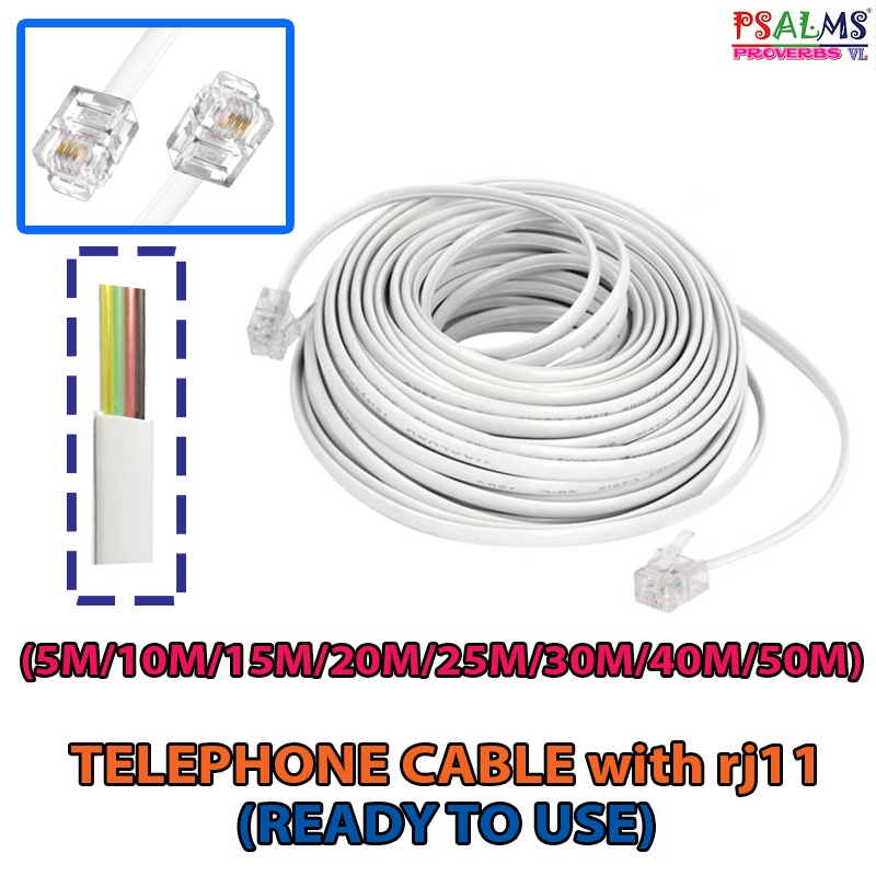 RJ11 Cable Telephone Line Wire (four-core) READY TO USE (5M/10M/15M/20M ...