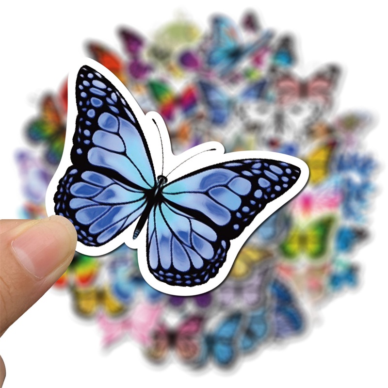 50PCS Color Butterfly Graffiti Stickers Luggage Laptop Waterproof ...