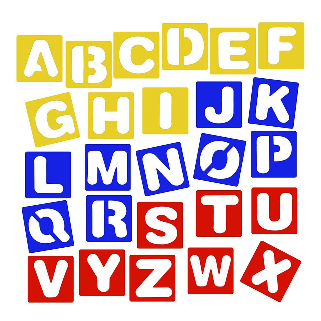 Small size 4 x 4 inches color letter stencil, 26 Pieces Alphabet ...