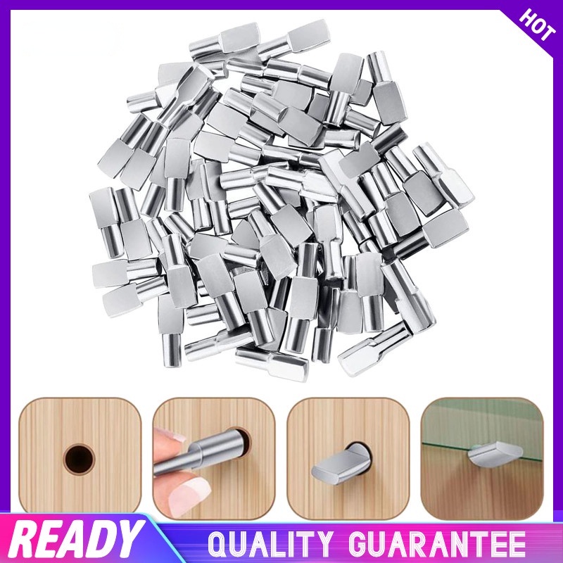 60 Pieces 5mm Shelf Support Pegs Pins Spoon Shape Cabinet Furniture Shelve Support (Nickel ...