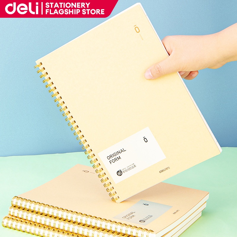 Deli A5 Spiral Notebook 80Sheets For School Student Office Lined Kraft ...