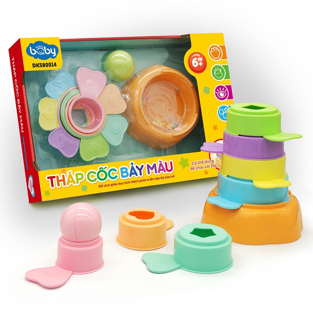 Duka 7-color stacked cup tower toys help children learn colors, sizes ...