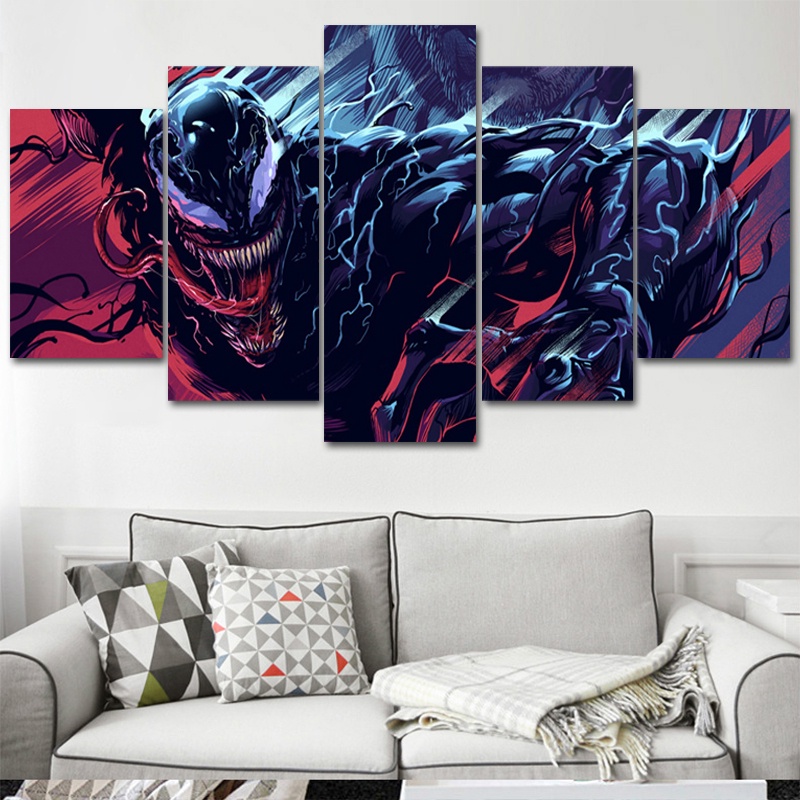 Venom Poster 5 Panel Canvas Wall Arts Alien Movie Prints Living Room HD ...