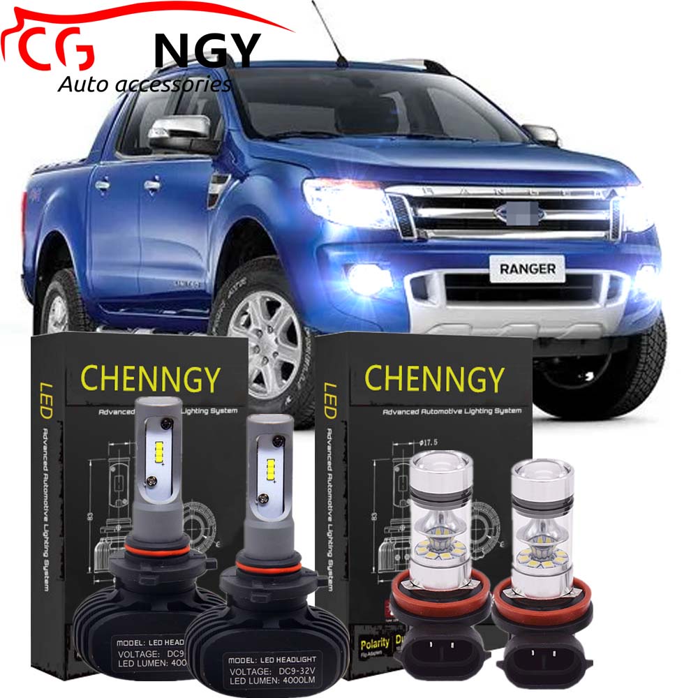 FOR Ford Ranger T6 (year 2012 - 2015) LED Headlight High Low Beam +Fog ...