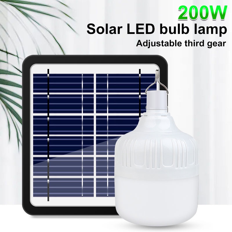 Kingdo 100W 200W Solar Charging LED Light Bulb 5V USB Cable Camping ...