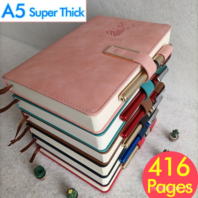 416 Notebook Magnetic Snap Side A5 Faux Leather Thick Notebook college ...