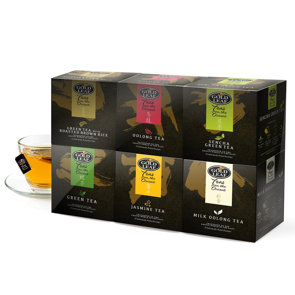 60 Teabags Gold Leaf Oriental Teas Collection (Green, Jasmine, Oolong ...