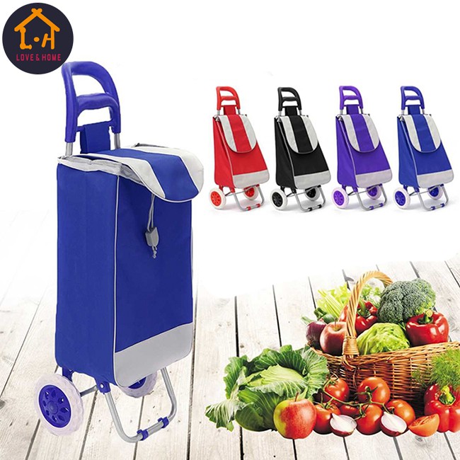 LOVE&HOME Shopping Cart Trolley Push Cart Grocery Bag with Wheels and ...