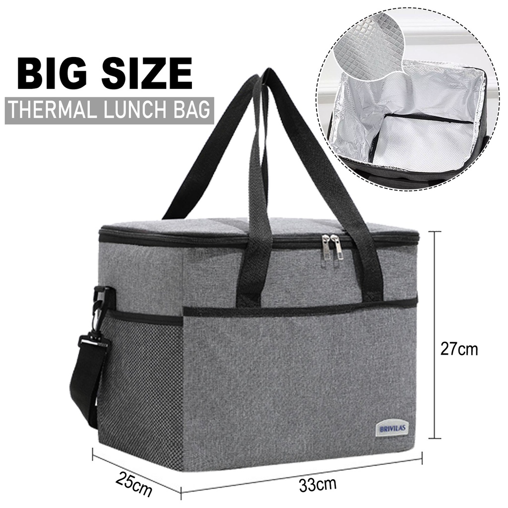 Brivilas Large Capacity Aluminum Cooler Thermal Lunch Bag | Shopee ...