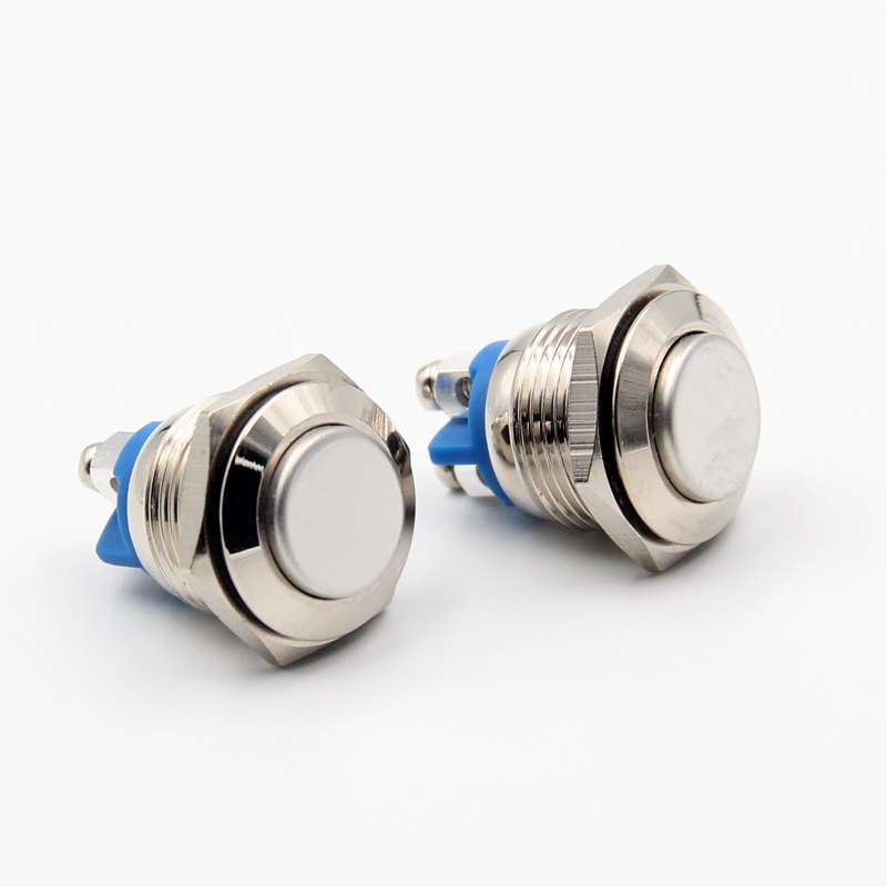 16mm metal push button switch Automatic reset Screw foot normally open ...