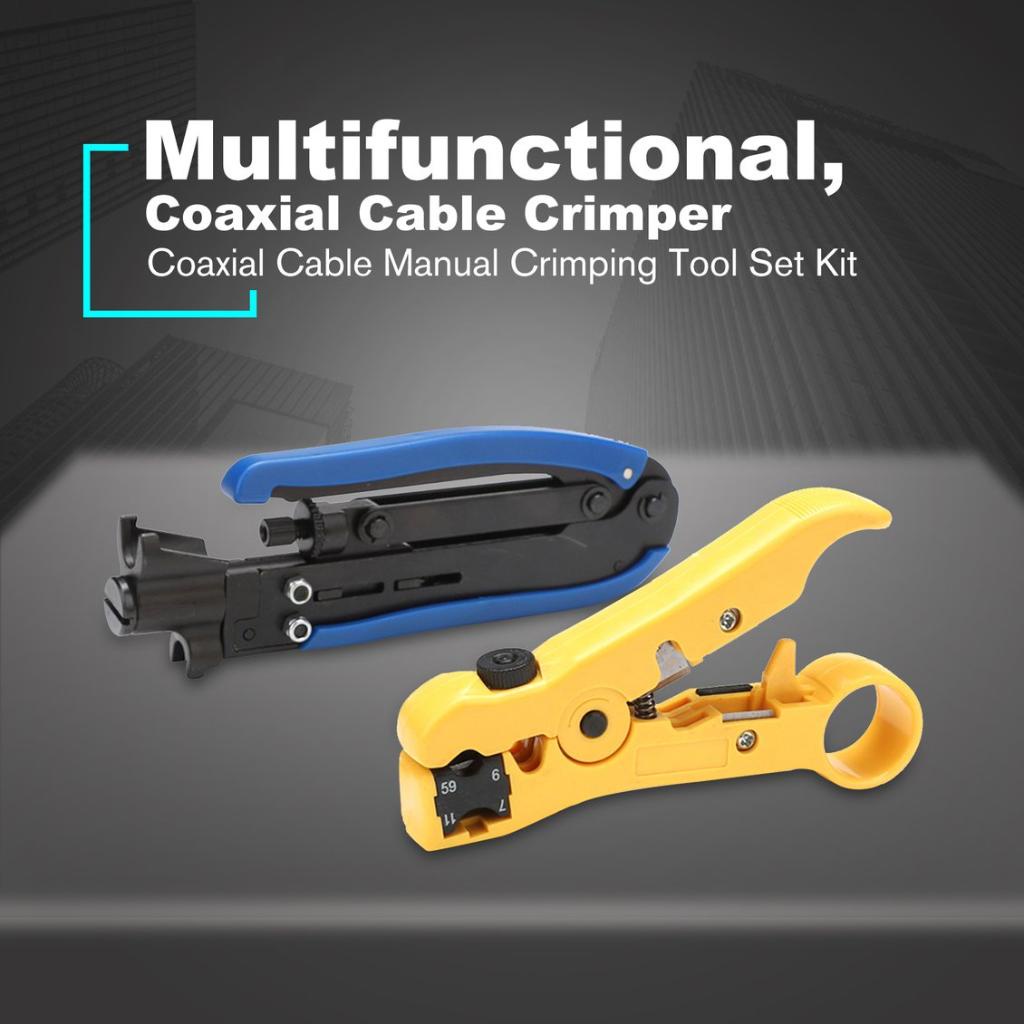 Coaxial Cable Crimper Stripper Compression Hand Tool Coax Cable ...