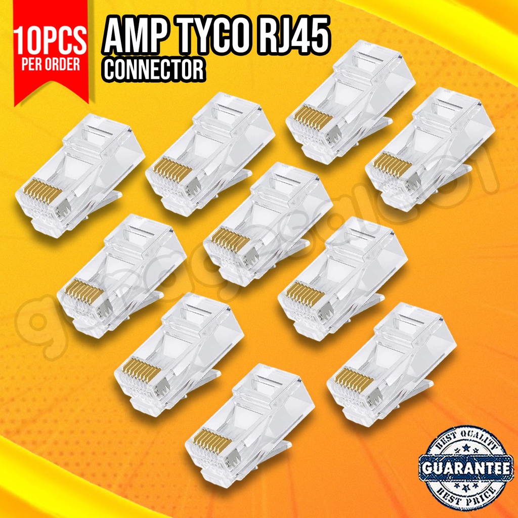10PCS AMP Tyco RJ45 Connector For CAT5 UTP Cable | Shopee Philippines