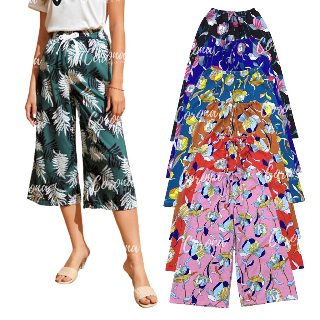 COD Printed Square Pants Tokong Cropped Assorted Designs For Women ...