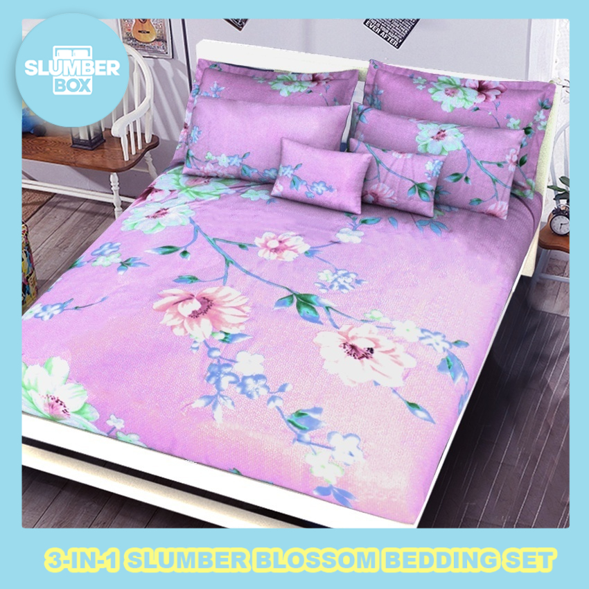 Slumber Box 3in1 Beddings Bed Sheet Home Bedsheet Set (2 Pillowcase + 1 ...