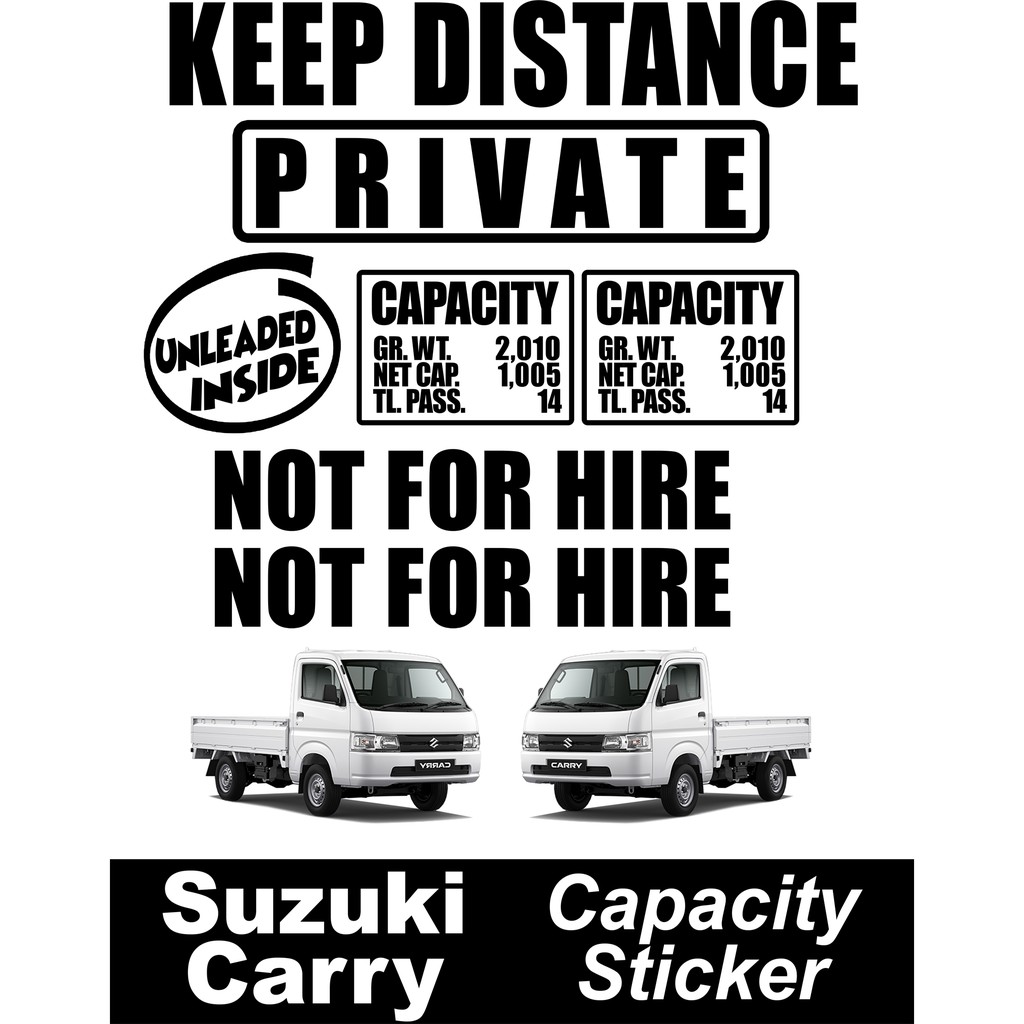 Suzuki Carry Capacity 1 Set Stickers | Shopee Philippines